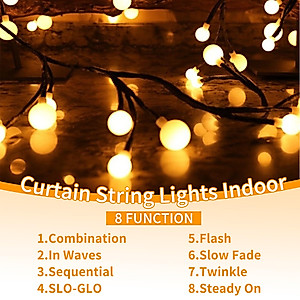 43 ft 70 Led Christmas Lights Globe String Lights Plug in for Bedroom Decor Indoor Outdoor Fairy Light for Home Wall Garden Decorations Warm White