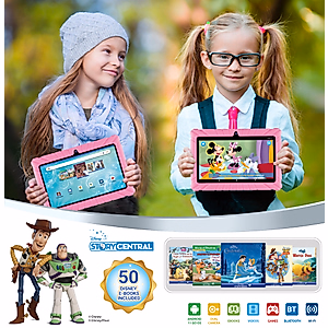 Contixo Kids Tablet - V8 32GB 7" Android Tablet for Kids, Includes 50+ Disney Storybooks & Stickers (Value $200), Kid-Proof Case, (2023 Model) - Pink