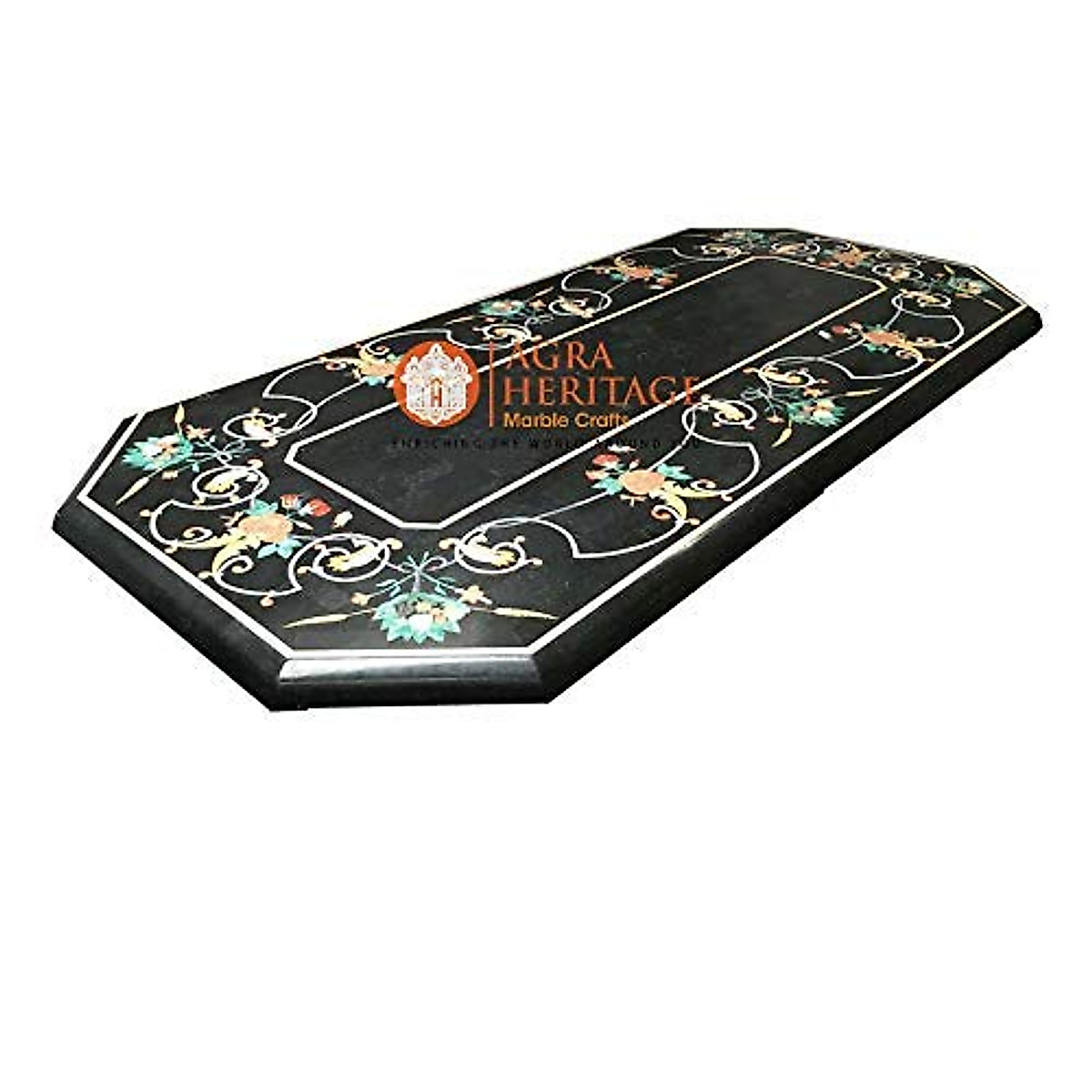 Marble Conference Dining Table Top Marquetry Inlay Floral Furniture Decor | 60"x36" Inches