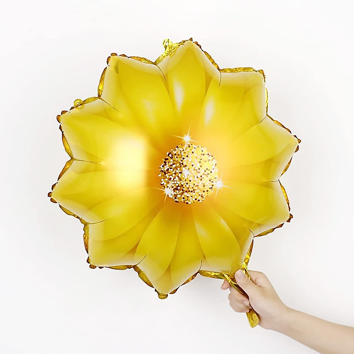 8PCS Sunflower Birthday Balloons Aluminum Foil Sunflower Shaped Mylar Balloons for Summer Sunshine, Birthday, Baby Shower, Wedding Party Decorations (Style 1)