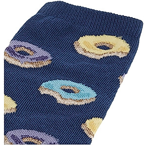 Hot Sox Kids' Big Fun Food & Drink Crew Socks-1 Pair Pack-Cool & Cute Boys & Girls Gifts, Donuts (Dark Blue), Medium-Large