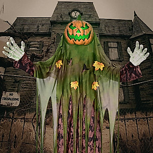 Presence Halloween Standing Pumpkin Man with Lights& Sounds, Outdoor Indoor Pumpkin Clearance Spooky Jack O' Lantern Props Decor Lawn Backyard Garden
