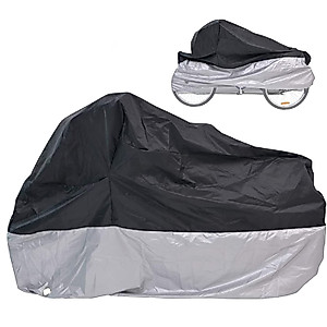 Bike Cover Adult Tricycle Cover Waterproof Bicycle/Motorcycle Storage Cover, Heavy Duty Ripstop Material & Anti-UV, Protect Your Bike from Rain, Dust, Debris Sun for Outdoors Indoors (silver-black)