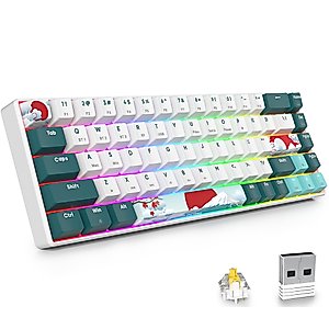 Fogruaden Hot Swappable 60% Wireless Mechanical Gaming Keyboard 60 Percent, 2.4G/USB-C/Bluetooth Keyboard, RGB Backlit, 68 Keys NKRO Compact Mini Keyboard for Win/Mac(Gateron Yellow Switch, Forest)
