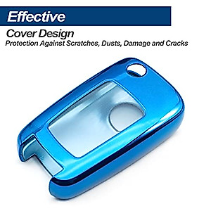 Fit for Chevrolet Chevy Equinox Encore Camaro Cruze Malibu Impala Buick Regal Lacrosse GMC Terrain TPU Key Fob Remote Cover Case Shell Glove Pouch Holder Protector Keyless Entry Sleeve Accessory, Blue