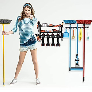 ALIEN SYSTEM Power tool shelf and storage hooks (Power tool organizer & Mop holder)