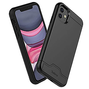 Teelevo Wallet Case for Apple iPhone 11, Dual Layer Case with Card Slot Holder and Kickstand for Apple iPhone 11 - Black