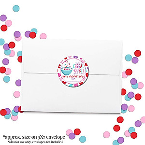Great Friend Breakfast Cereal Themed Valentine Party Favor Sticker Labels for Kids, 40 2" Party Circle Stickers by AmandaCreation, Great for Classroom Valentines, Envelope Seals, Gifts, Treats