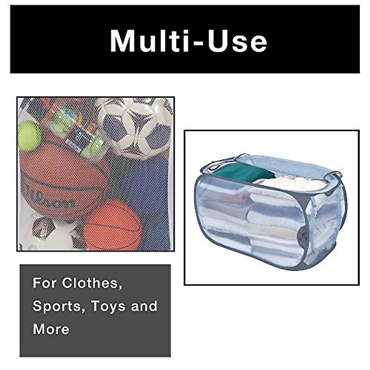 Smart Design Mesh Pop Up Flip Laundry Hamper and Basket - Handles and Side Zipper - Durable Fabric Collapsible Design - Clothes, Toys - Home - Holds 3 Loads - 15 x 25 Inch - Teal