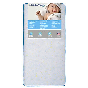 Dream On Me Twinkle Stars Crib & Toddler 117 Coil Mattress I Green Guard Gold Certified