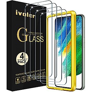 ivoler [4 Pack] Screen Protector for Samsung Galaxy S21 FE 5G 2022 [Not Fit Galaxy S21] Tempered Glass with [Alignment Frame] Easy Installation Anti-Scratch HD Clear, 6.4 Inch