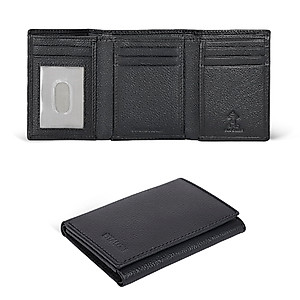 ESTALON Real Leather Trifold Wallet For Men-RFID Slim Tri Fold Wallets Minimalist 3 fold Credit Card Holder ID Window Christmas Gift (Phantom)