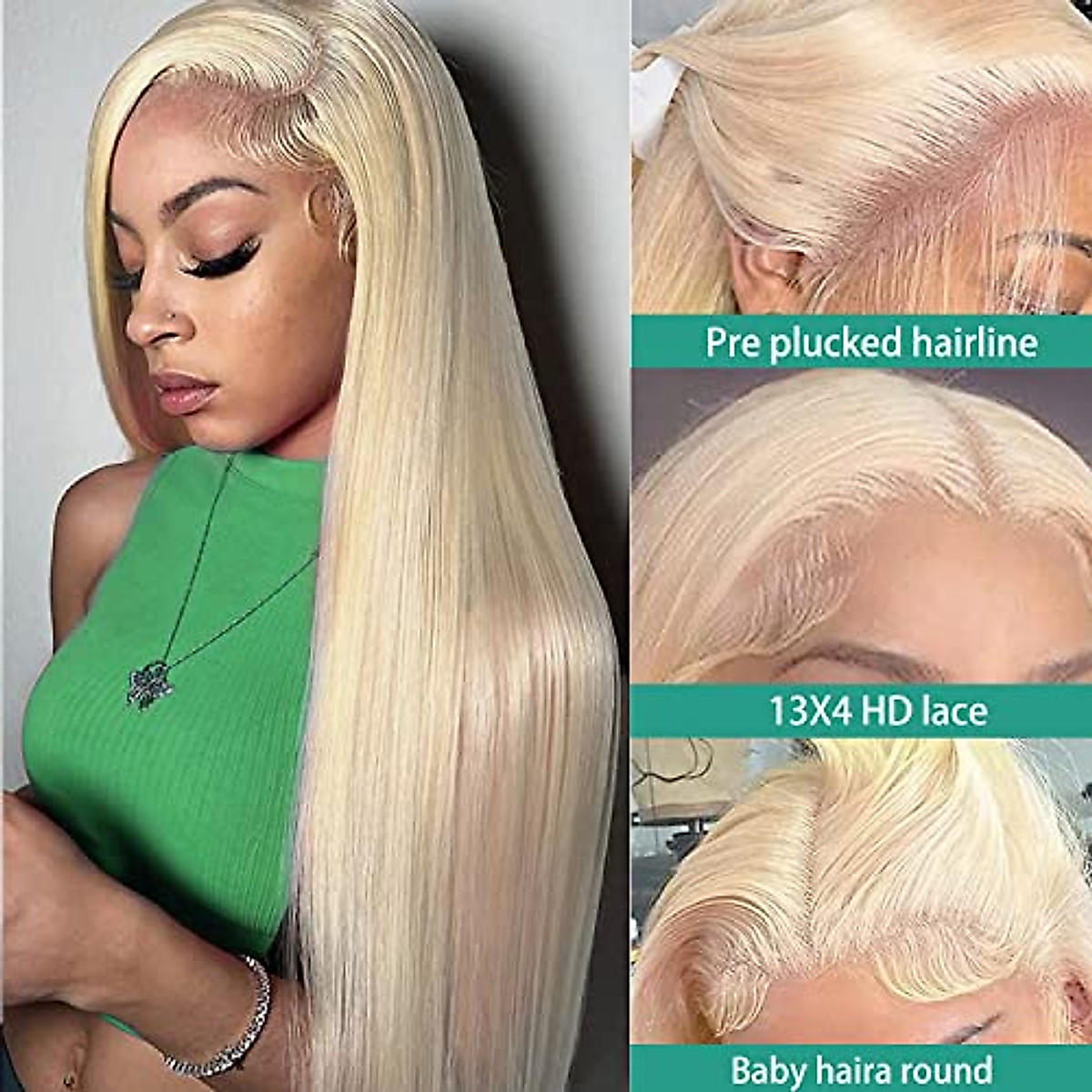 Alididi Blonde Wig Human Hair 613 Lace Front Wig Human Hair 13x4 Straight Lace Frontal Wig Human Hair Pre Plucked With Baby Hair 150% Density HD Lace Front Wigs Human Hair For Women (18Inch)
