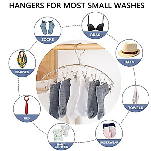 Skroad Stainless Steel Laundry Drying Rack Clothes Hanger with Windproof Hook,Underwear Hanger,Clothes Hangers with 8 Clips for Drying Socks,Diapers,Baby Clothes(2 Pack)