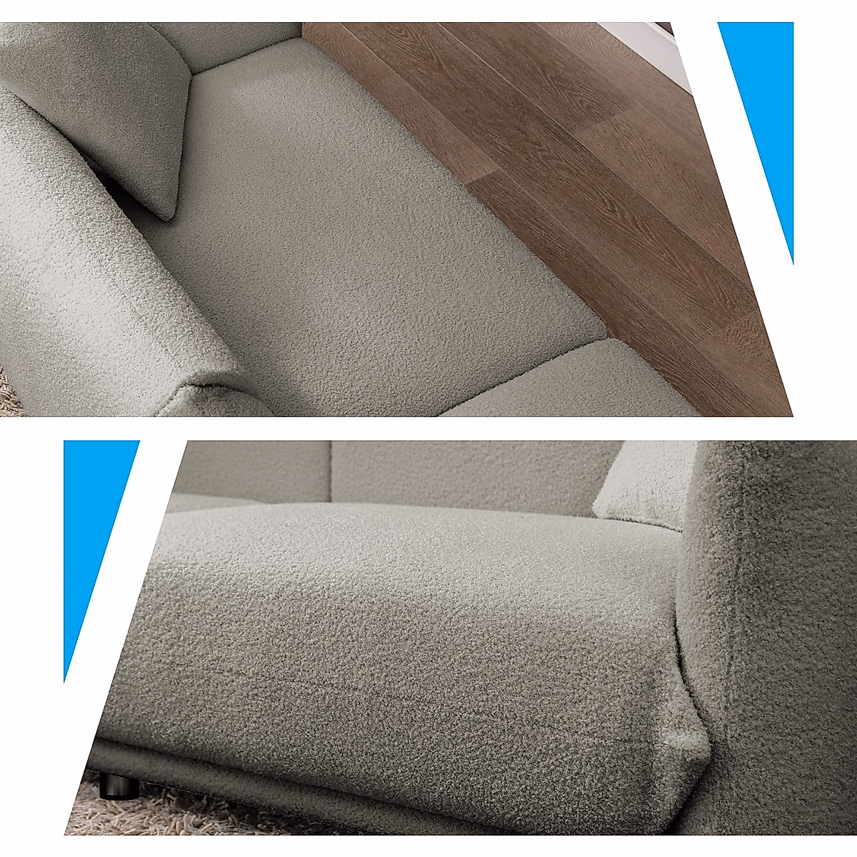 Mjkone Loveseat Sofa, Sofa Couch for Living Room, 86IN W 3-Seat Couch in Lambswool Cushioned, Modern Upholstered Space-Saving Love-Seat Couch, Small Space Couches with Free Throw Pillow - Dark Grey