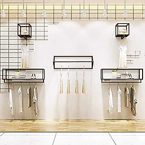 MDEPYCO Creative Triangle Display Garment Racks in Boutique Clothing Stores, Wall-Mounted Hanging Clothes Shelf in Home, Towel Racks for Bathroom Storage (Black, 31.5" L)