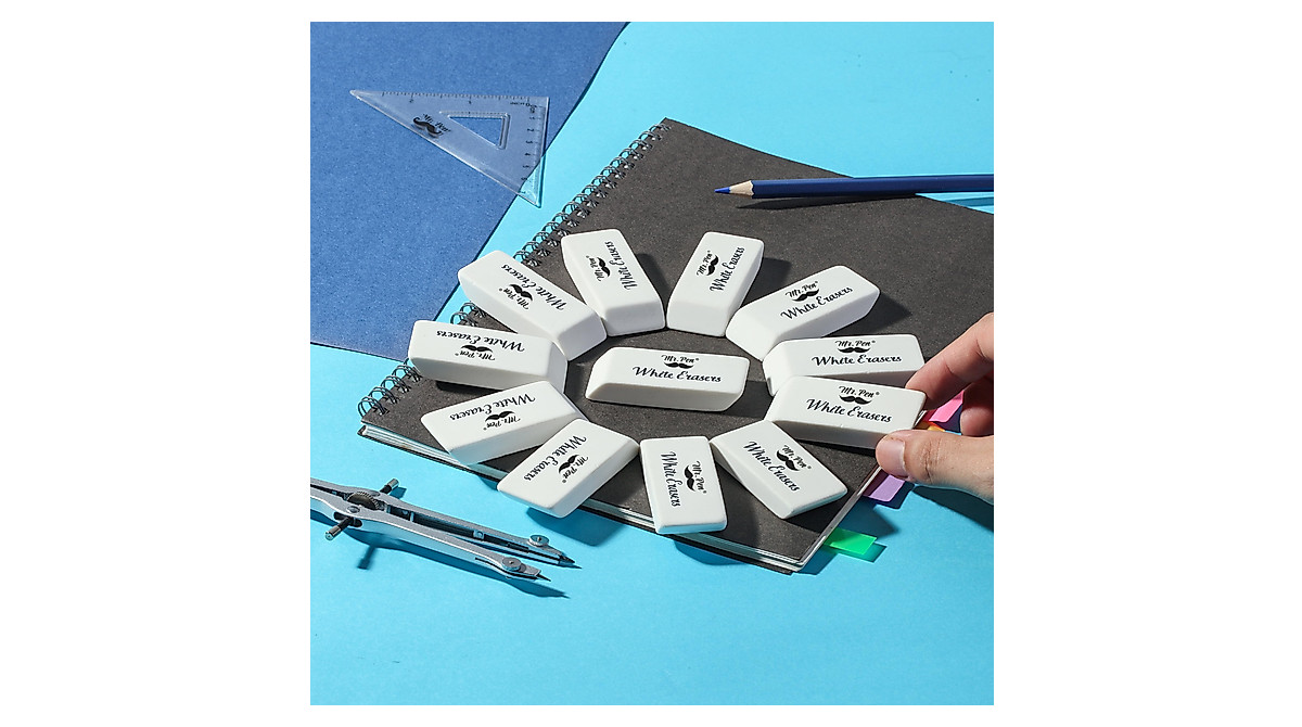 Mr. Pen Erasers Pack - 12 Premium White Latex-Free Erasers