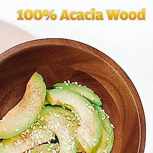 HOMEXCEL Acacia Wooden Salad Bowls Set of 4 Pieces,7” Salad Bowl,Light and Durable Serving Bowl for Containing Salads,Fruit, Soups, Cereal and More
