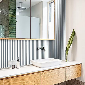 Striped Wallpaper Peel and Stick Wallpaper Boho Contact Paper for Cabinets Grey and White Wallpaper Line Modern Wallpaper for Bedroom Self-Adhesive Removable Wallpaper Boy Room Shelf Liner 17.3“×78.7”