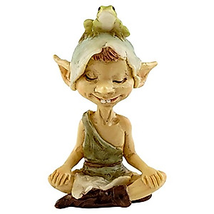 Top Collection Miniature Fairy Garden and Terrarium Pixie Meditating with Frog Figurine