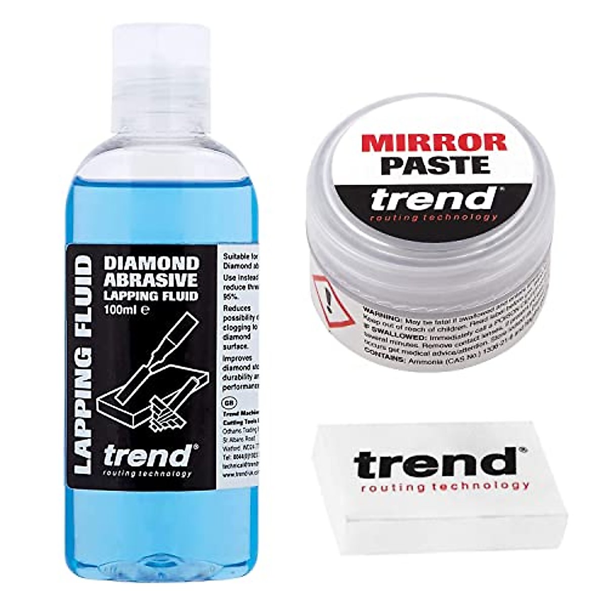 Trend Complete Sharpening Set: 6 Inch Diamond Bench Stone, Tapered File, Leather Strop, Lapping Fluid, Mirror Paste, Cleaning Block & Storage Case, DWS/KIT/K