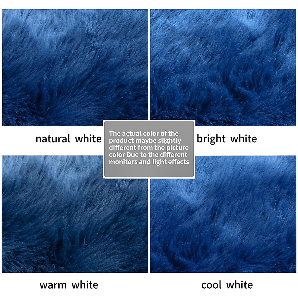 Faux Fur Rug for Bedroom, Fluffy Runner Rugs Soft Sheepskin Rug Sofa Couch Seat Cushion, 2x6ft Dark Blue Plush Area Rug Shag Rugs Floor Carpets for Nursery Bedside, Cute Shaggy Fuzzy Home Decor