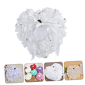 HONMEET 3 Pcs Ring Pillow Wedding Decor Heart Decor Heart Ring Wedding Gift Ring Box Rose Flower Ring Tray Heart Ring Box Bride Ring Pillow Heart Shape Ring Pillow Bride White Foam Wreath
