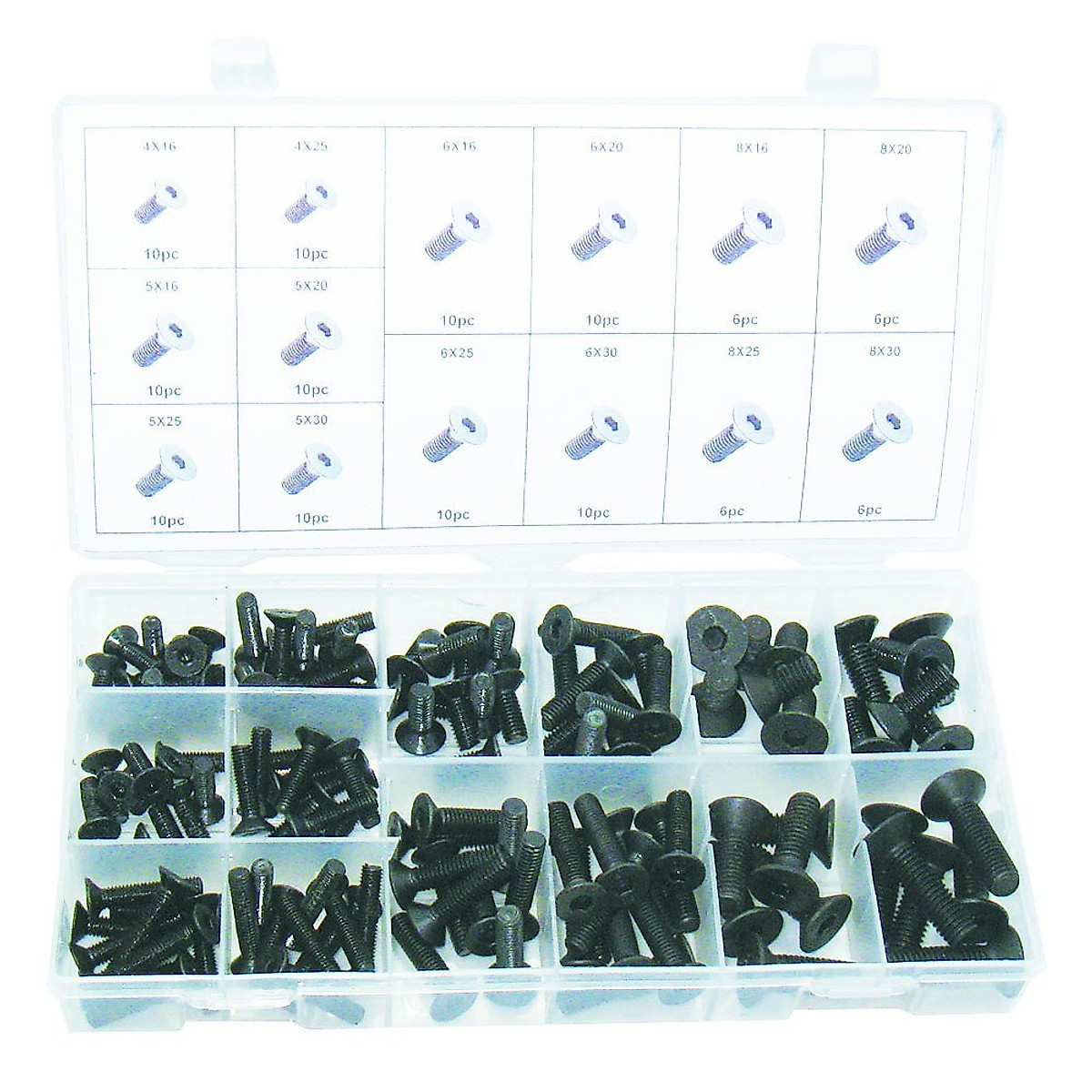 Swordfish 31961-124pc Flat Head Socket Cap Set Screw Assortment