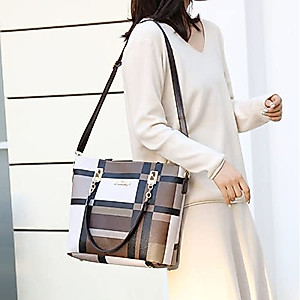 XingChen 6-PC Women PU Handbag+Shoulder Bag+Crossbody Bag+Purse+Clutch+Key Bag Top Handle Fashion Satchel Tote(Red)