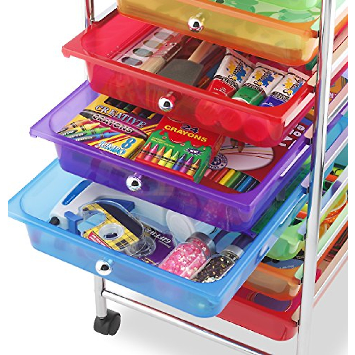 Whitmor 10 Drawer - Rolling Craft Organizer Cart - Chrome 15.25x13.50x35.25