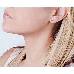 Tiny Rose Gold Leaf Stud Earrings - Designer Handmade Simple Post Earrings