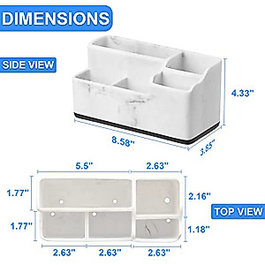Vitviti Toothbrush Holder for Bathroom, Bathroom Storage Vanity Tray, Resin Soap Tray Counter Organizer, Sponge Holder for Soap Dispenser/Kitchen Sink, White Marble Look