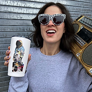 URBANCAN 20 oz Insulated Tumbler with Lid and Straw - Drink In Style with a Stainless Steel Tumbler Travel Mug - Premium Double Walled Thermos Flask - Vibe City