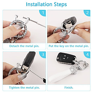 UHONSN Bling Leather Car Keychain Cute Cat Paw Keychains for Women Girl Anti-Lost Car Key Fob Key Chain Holder for Men Sparkly Rhinestones Zinc Alloy Keyrings White