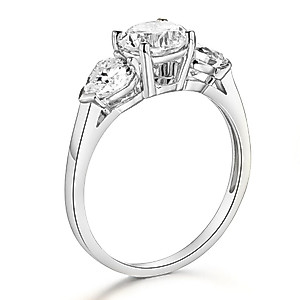 The World Jewelry Center .925 Sterling Silver Rhodium Plated Wedding Engagement Ring - Size 7