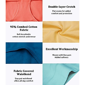 wirarpa Women's Underwear Cotton Mid Waisted Ladies Panties Full Coverage Briefs Multicolored X-Small