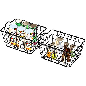 SimpleHouseware 2 Pack Stackable Single Wire Basket, (11.5 x 15 x 7.5 in)
