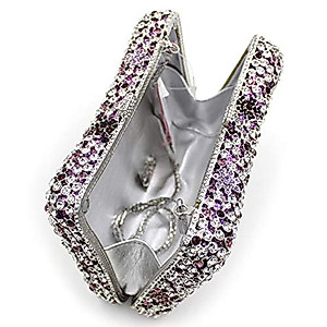Ladies Wedding Clutch-Purse Chain Rhinestone Evening-Bag Luxury Handbag Purple