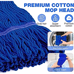 Heavy Duty Commercial Cotton Mop for Floor Cleaning, Looped-End Industrial String Wet Mop with Long Handle for Home,Garage,Office, Workshop, Warehouse-SOBONNE