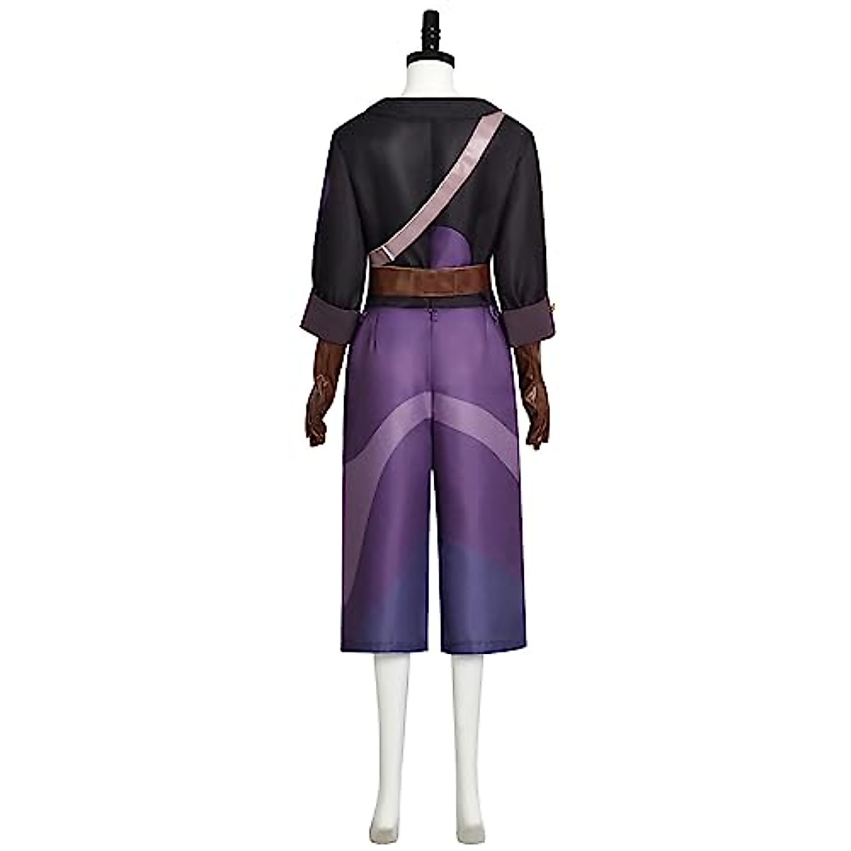 Girls Anime Owl House Cosplay Amity Blight Costume Battle Suit Luz Halloween Outfit Shirt Pants with Gloves (Purple- Kids, Medium)