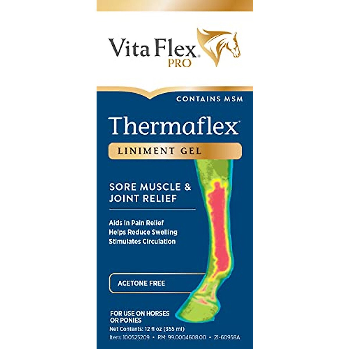 Vita Flex Thermaflex Liniment Gel for Sore Muscles and Joint Relief in Horses 12 Fluid Ounces