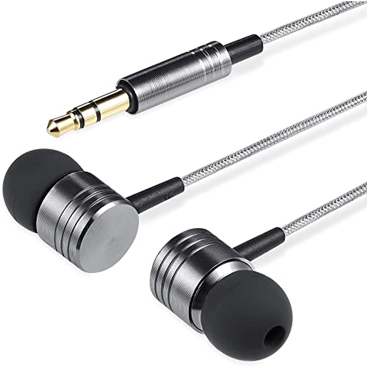 Betron B650 in Ear Headphones Earphones Wired with Noise Isolating Earbuds Tangle-Free Cord Carry Case Soft Ear Buds 3.5mm Plug (Black)