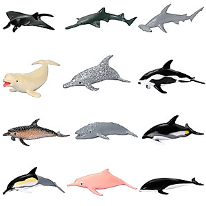 Dolphin Toy 12PCS Cake Topper Birthday Party Supplies Mini Dolphin Figurines Set Sea Creature Plastic Fish Learning Toy Gift
