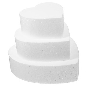 Abaodam 3pcs Foam Cake Mold Wedding Decor Cake Stand Tools Multi-Function Cake Dummies Cake Dummy Tool Practicing Fake Cake Gathering Fake Cake Decorations White Heart-Shaped