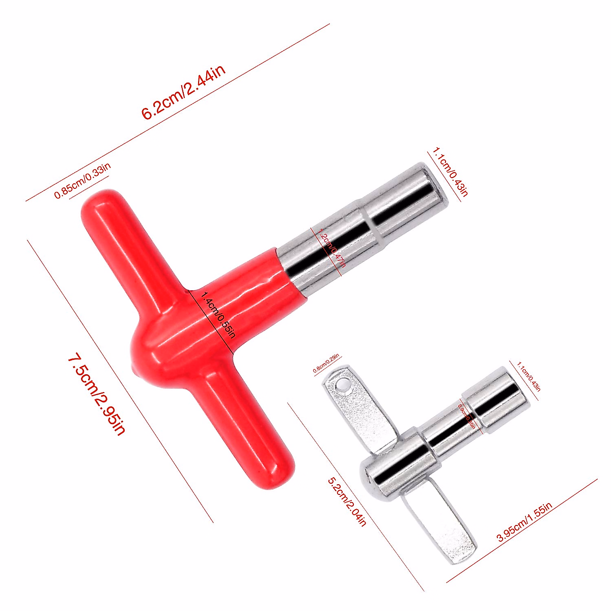 EASTROCK High Torque Drum Keys Pack of 4 with More Advanced Material Rubber And Plastic Handles Drum Key,Durable Tool Drum Torque Tuning Key With Hole(Red)