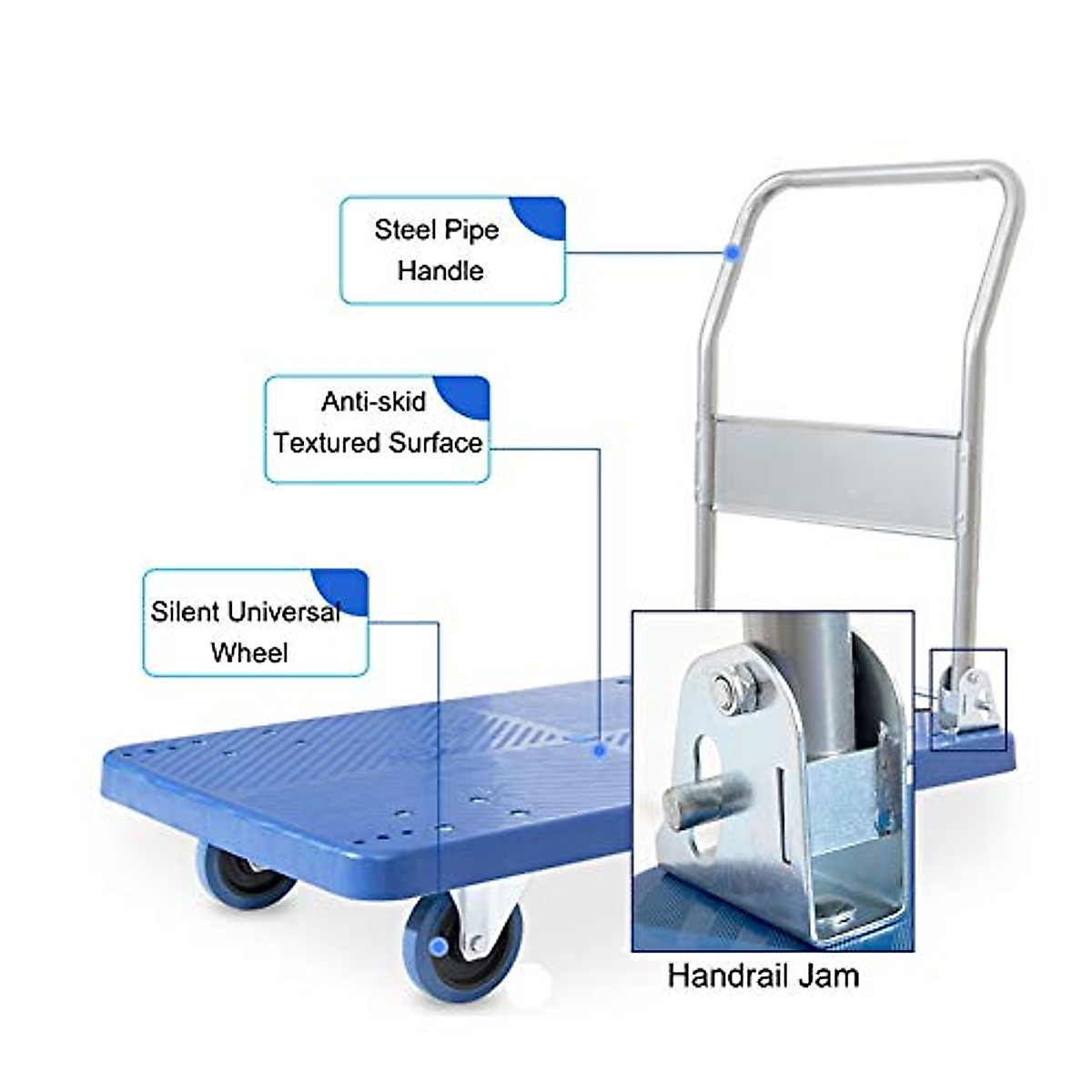 -Trolleys,Beauty Salon Cart Trolley Space-Saving Folding Platform Trolley on Wheels, 250Kg/400Kg Load Capacity Package Cart Portable Utility Cart for Warehouse/Medium