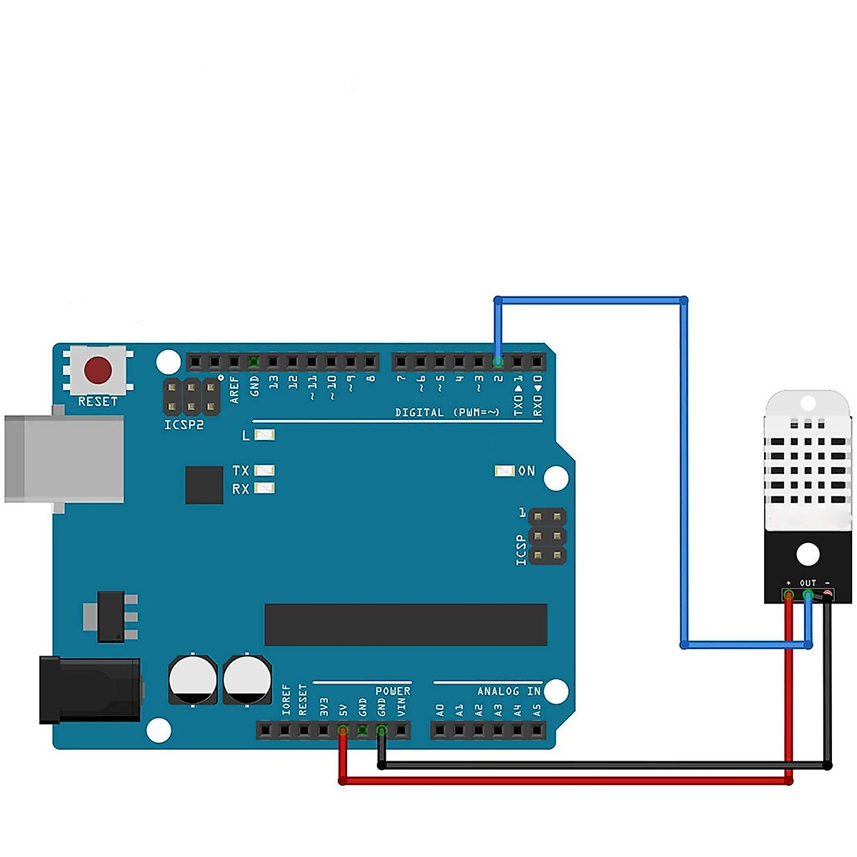 ICQUANZX 5PCS DHT22/AM2302 Digital Temperature and Humidity Sensor Module Temp Humidity Monitor 3Pins Module with Cable