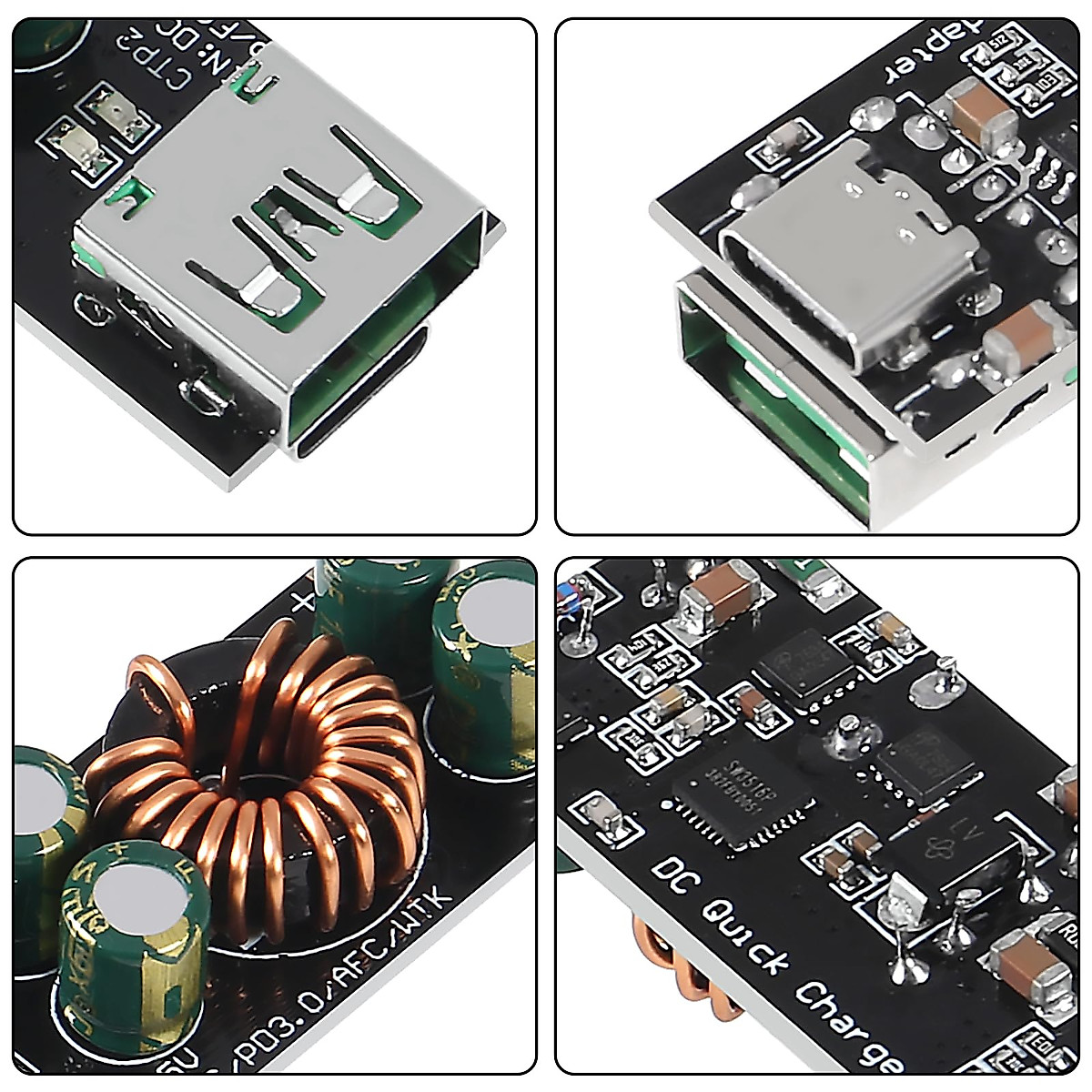 XIITIA 6pcs 60W 6-35V DC to USB-C PD 3.0 QC4.0 Type-A QC3.0 DC Fast Charge 12V 24V Step-Down Power Module USB Type-C Mobile Phone Quick Charge Adapter