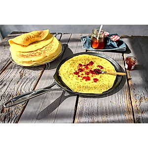 Cristel® 11" Non-Stick coating Crepe Pan, Castel'Pro® Ultralu® collection, with anodized aluminum, 3-Ply construction, Brushed Finish, Dishwasher oven safe, all hobs + induction