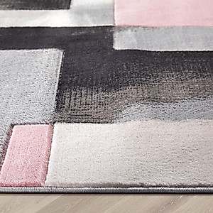 Well Woven Lane Blush Pink Modern Geometric Boxes & Squares Pattern Area Rug 5x7 (5'3" x 7'3")